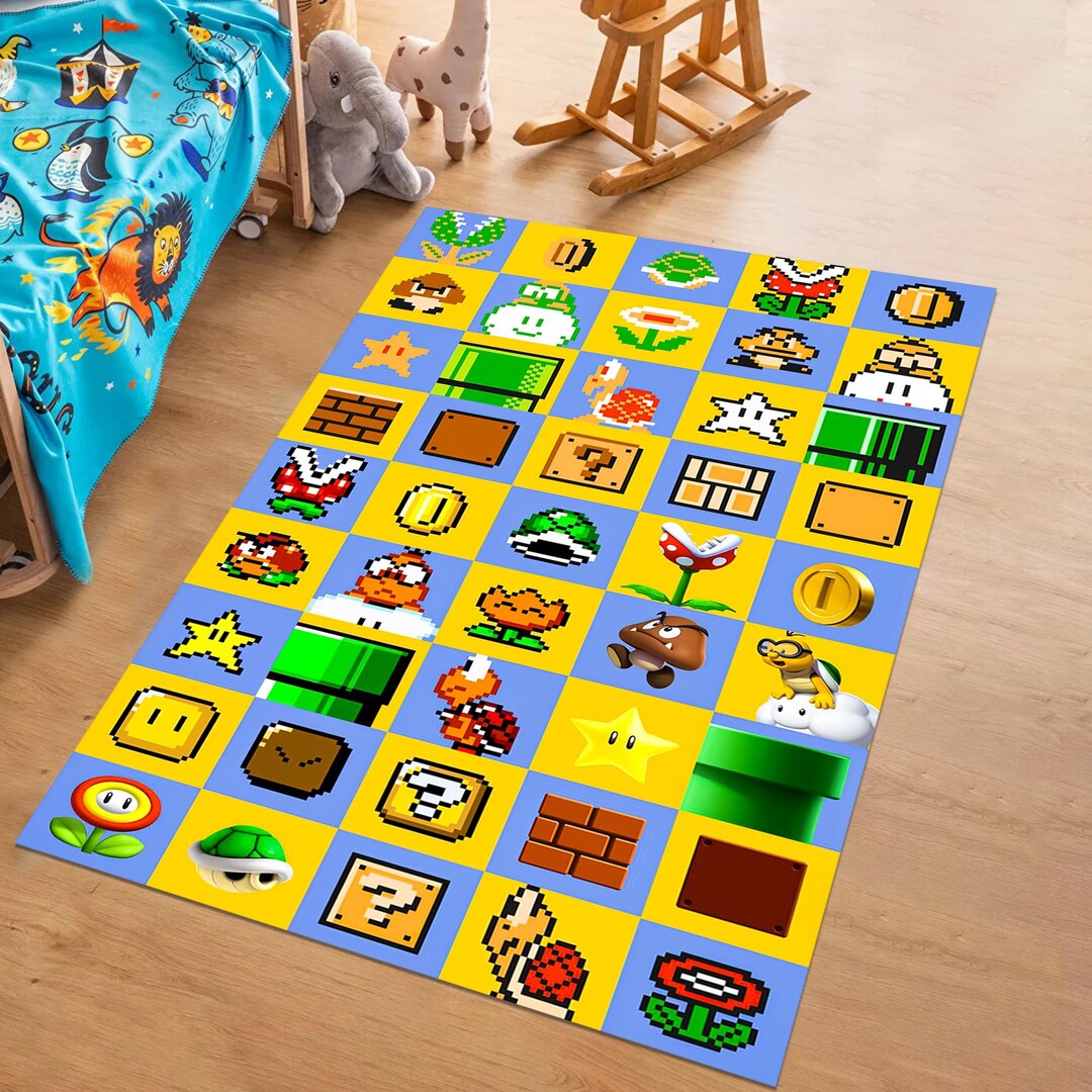 Retro Game Icons,kids Room Rug,retro Rug,kids Game Rug,gamer Rug,area ...