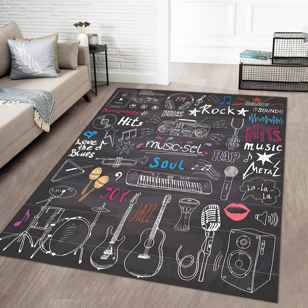 Music Instrument Rug, Music Room Rug, Music Room Decor,living Room Rug ...