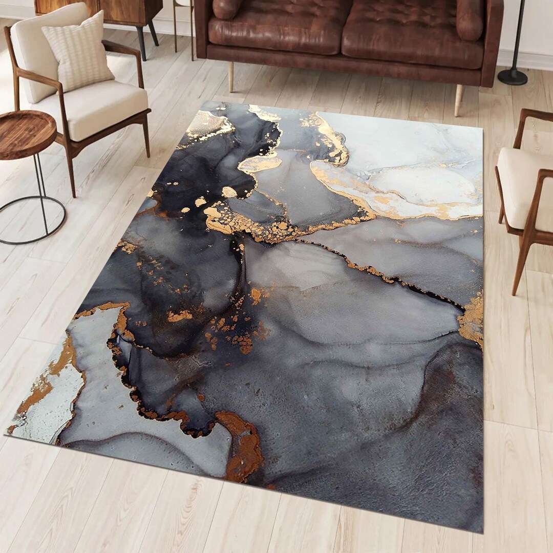 Gray Marble Rug, Marble Pattern Rug, Living Room Rug, Modern Rug, Area ...