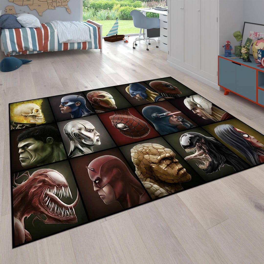 Superhero Rug, Marvel Rug, Mixed Character, Kids Room Decor, Kids Room ...