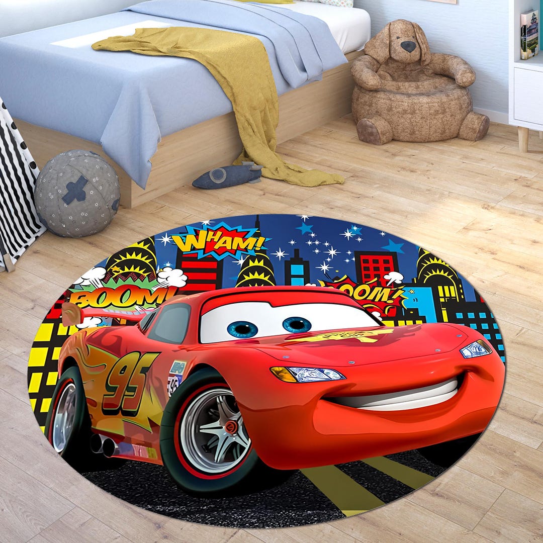 Car Rug, Round Rug, Movie Rug, Cartoon Rug, Movie Decor, Kids Room Rug ...