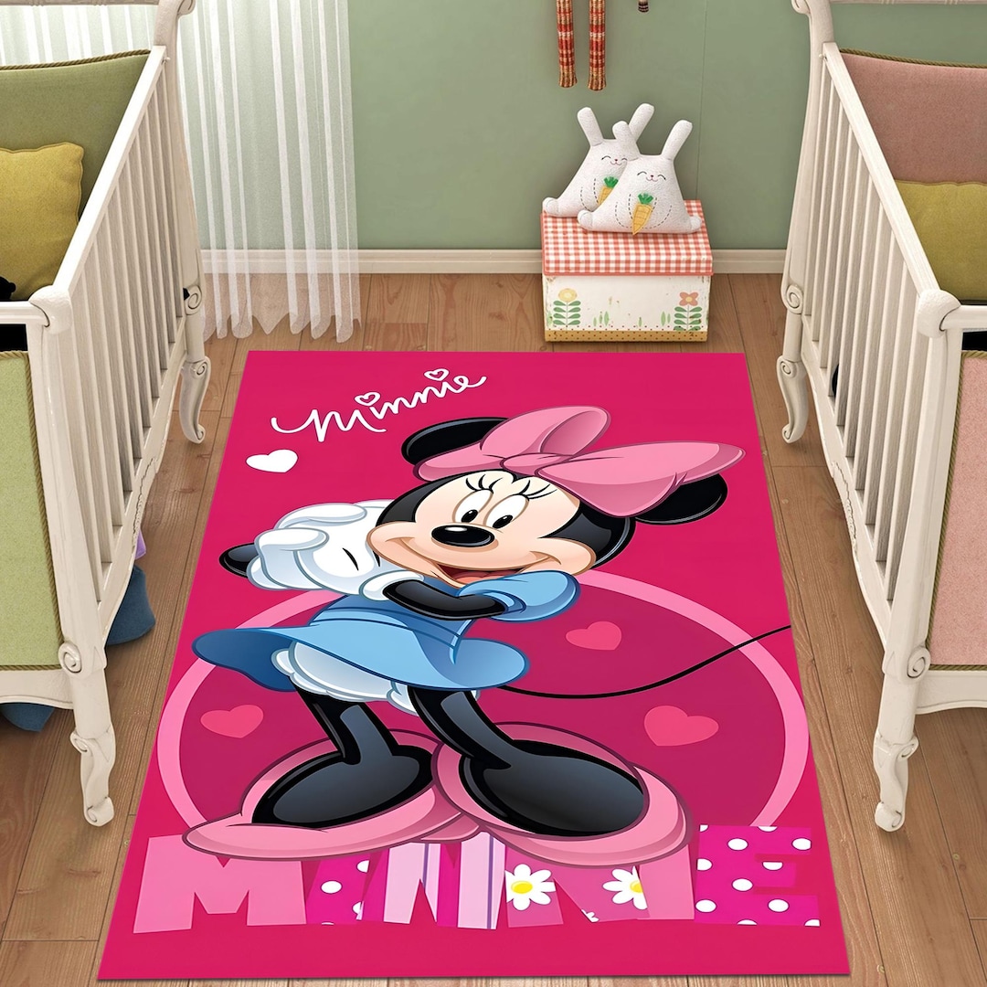 Pink Rug, Minnie Mouse Rug, Nursery Rug, Cute Rug, Kids Room Rug, Baby ...