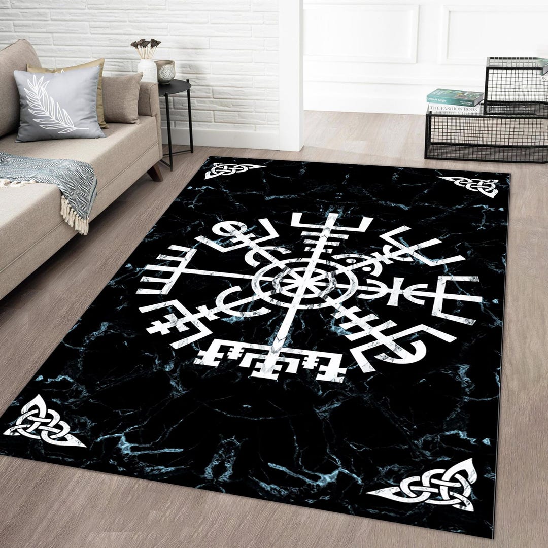 Valknut Design Rug, Norse Pagan Rug, Viking Rug, Viking Decor Rug ...