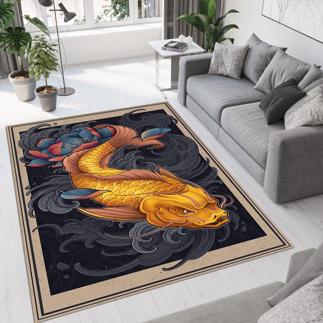 Koi Fish Rug, Fish Rug, Asian Rug, Japanese Rug, Japanese Decor ...