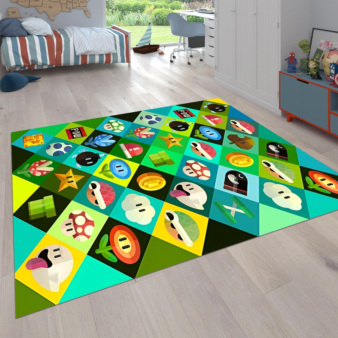 Retro Game Icons,kids Room Rug,kids Game Rug,gamer Rug,area Rug,gift ...