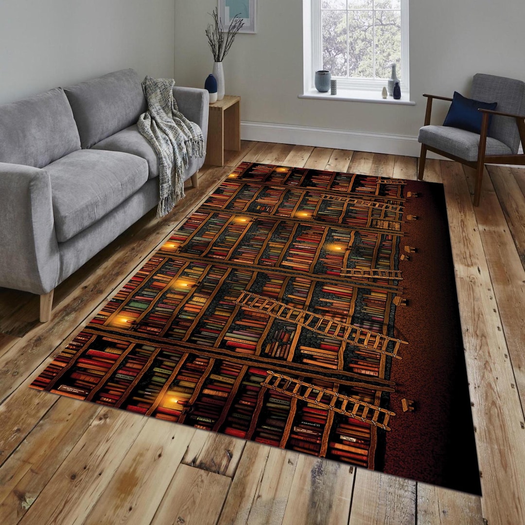 Library Rug, Custom Rugs, Library Photo, Old Books Rug, Office Rug ...