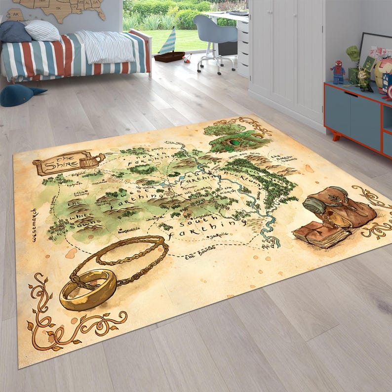 Middle Earth Map Rug,popular Movie Rug, Map Rug, the Rings Map Rug ...