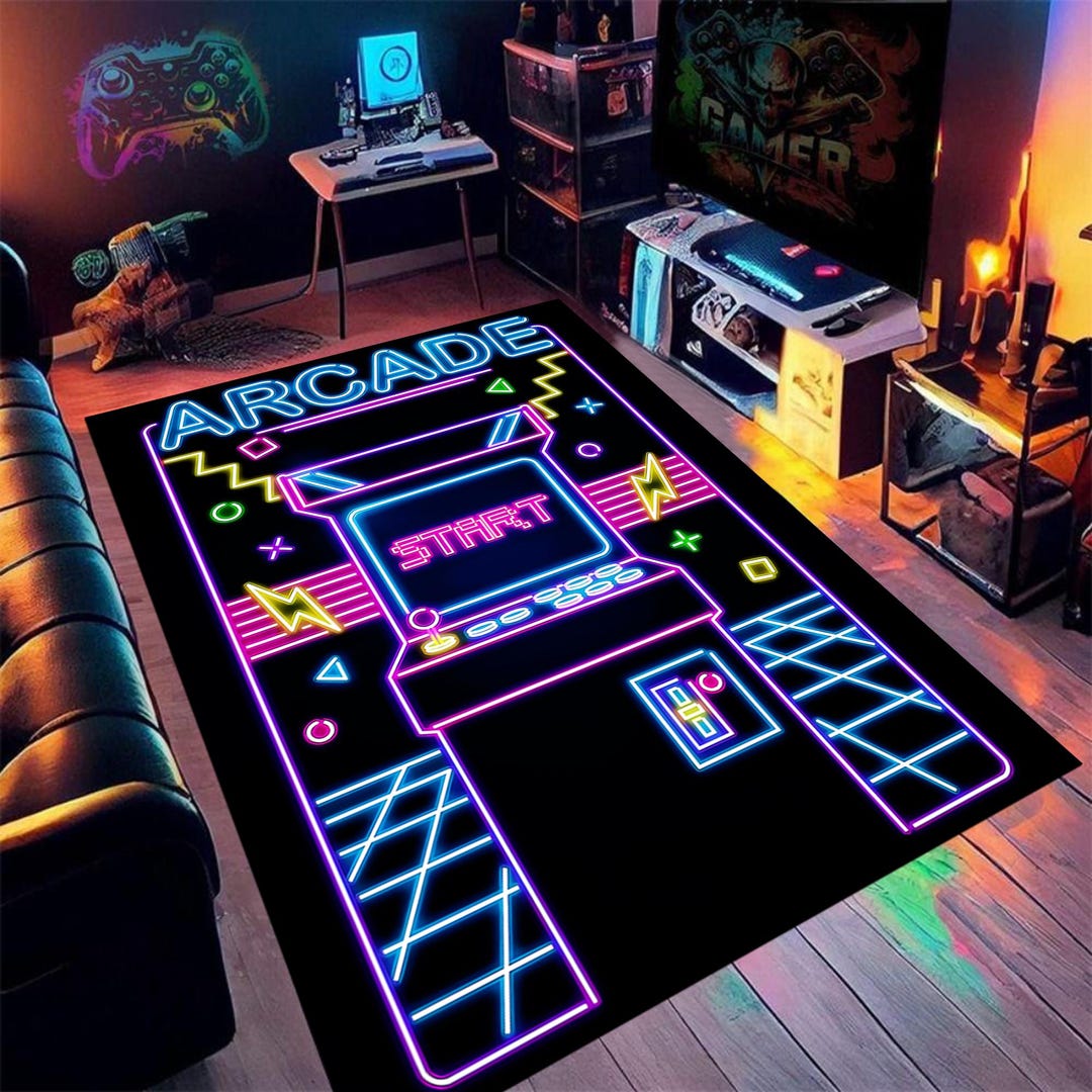 Game Room Rug, Game Room Decor, Player Rug , Arcade Rug, Video Game Rug ...