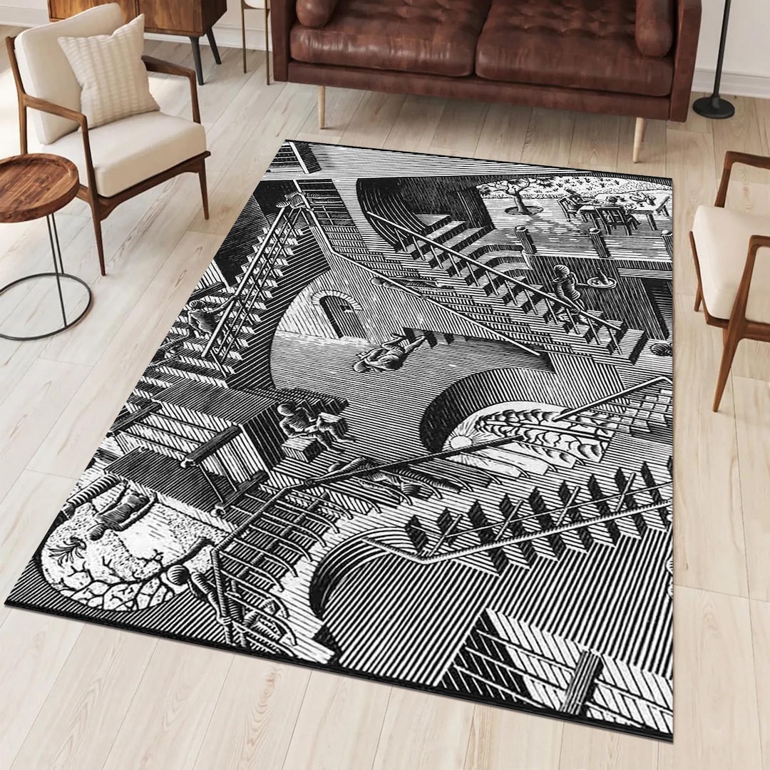 Escher Art Rug, Art Rug, Illustration Rug, Architectural Rug ...
