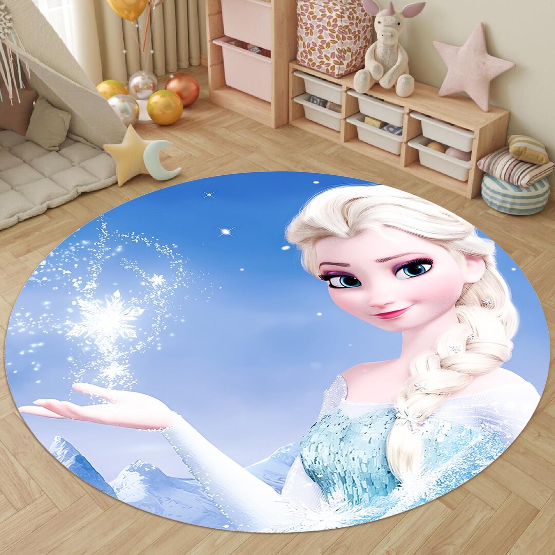 Frozen Rug, Round Rug, Elsa Rug,kids Room Rug,girl Room Rug ...