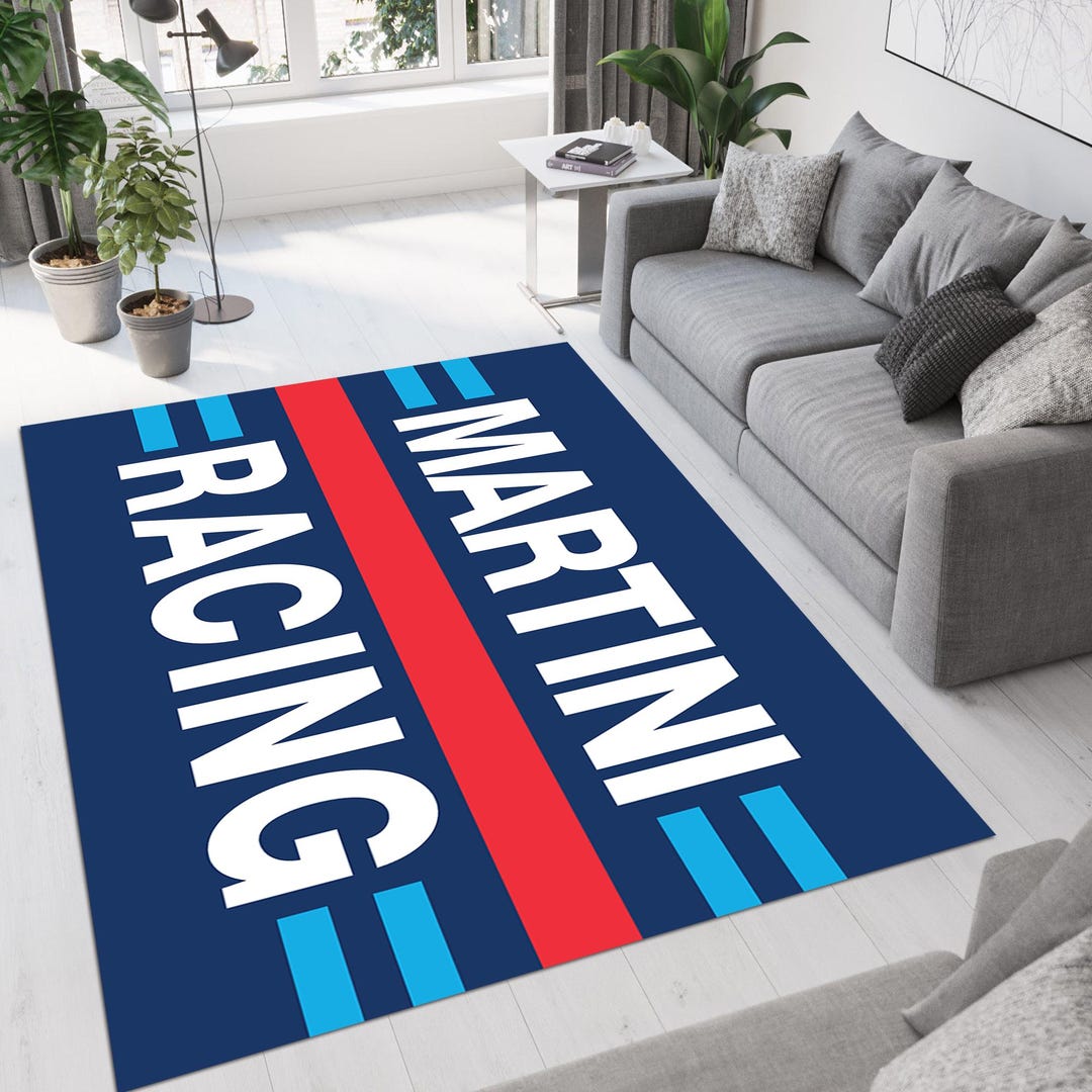 Martini Racing Car Rug, Blue Rug, Playroom Decor, Sport Car Rug, Car ...