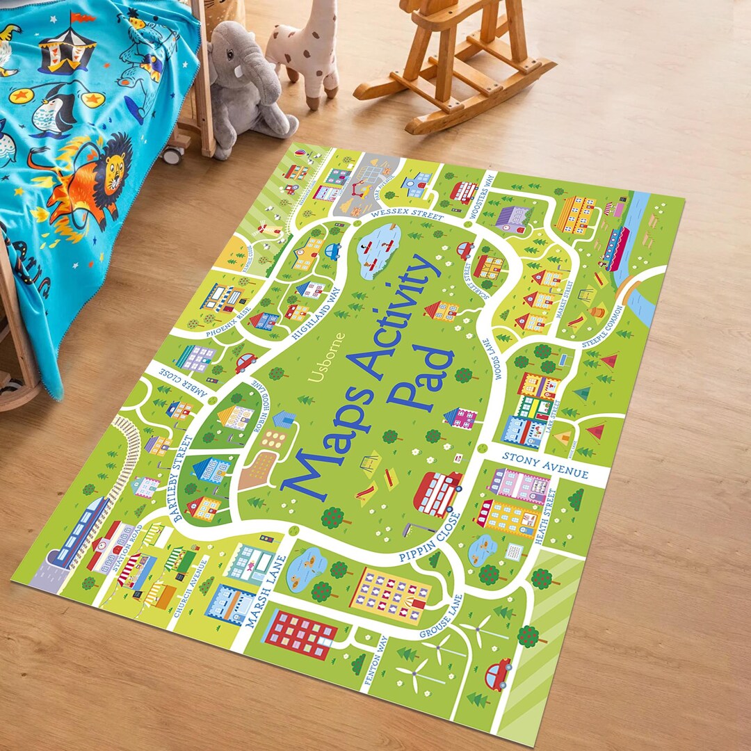City Rug, Map Rug, Kids Map Rug, Kids Play Mat, Game Room Rug, Kids ...