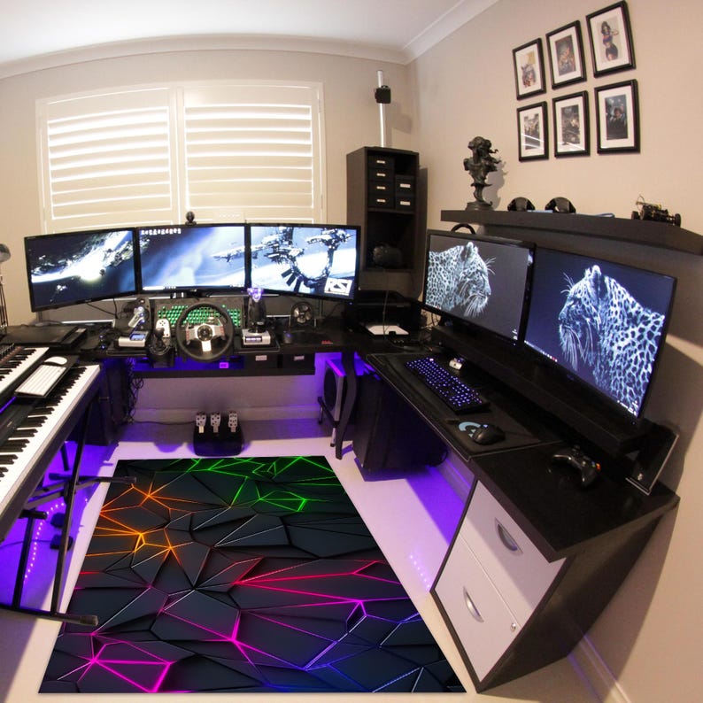 Player Rug, Neon Look Rug ,gifts for Gamers, Popular Rug, Game Room Rug ...