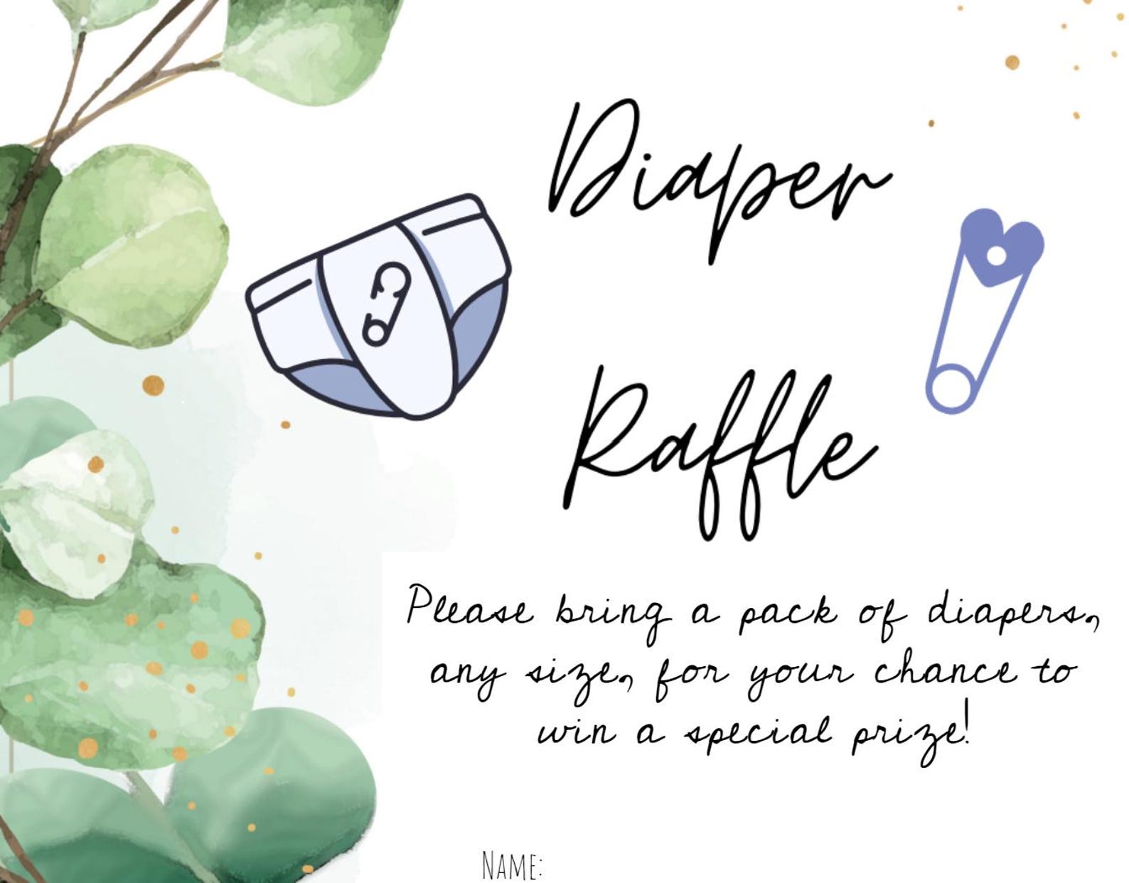 Diaper Raffle Cards - Etsy