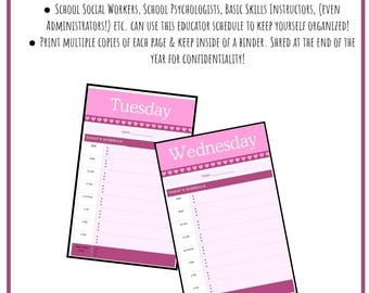 School Counselor Daily Planner Notepad, Schedule, to Do, Contact - Etsy