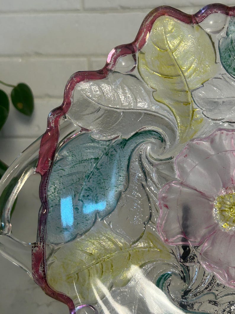 Vintage Indiana Glass Wild Rose Multi Color 12in Serving Tray - Etsy