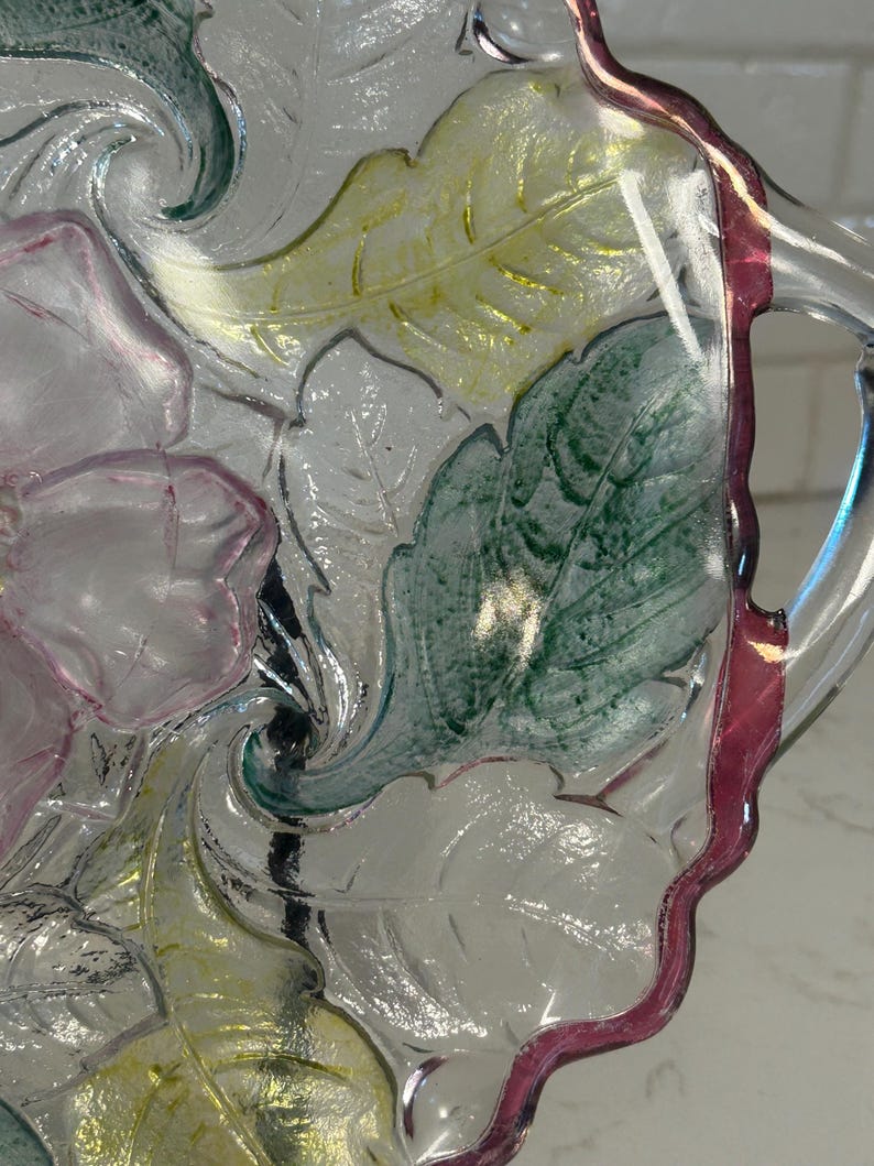 Vintage Indiana Glass Wild Rose Multi Color 12in Serving Tray - Etsy