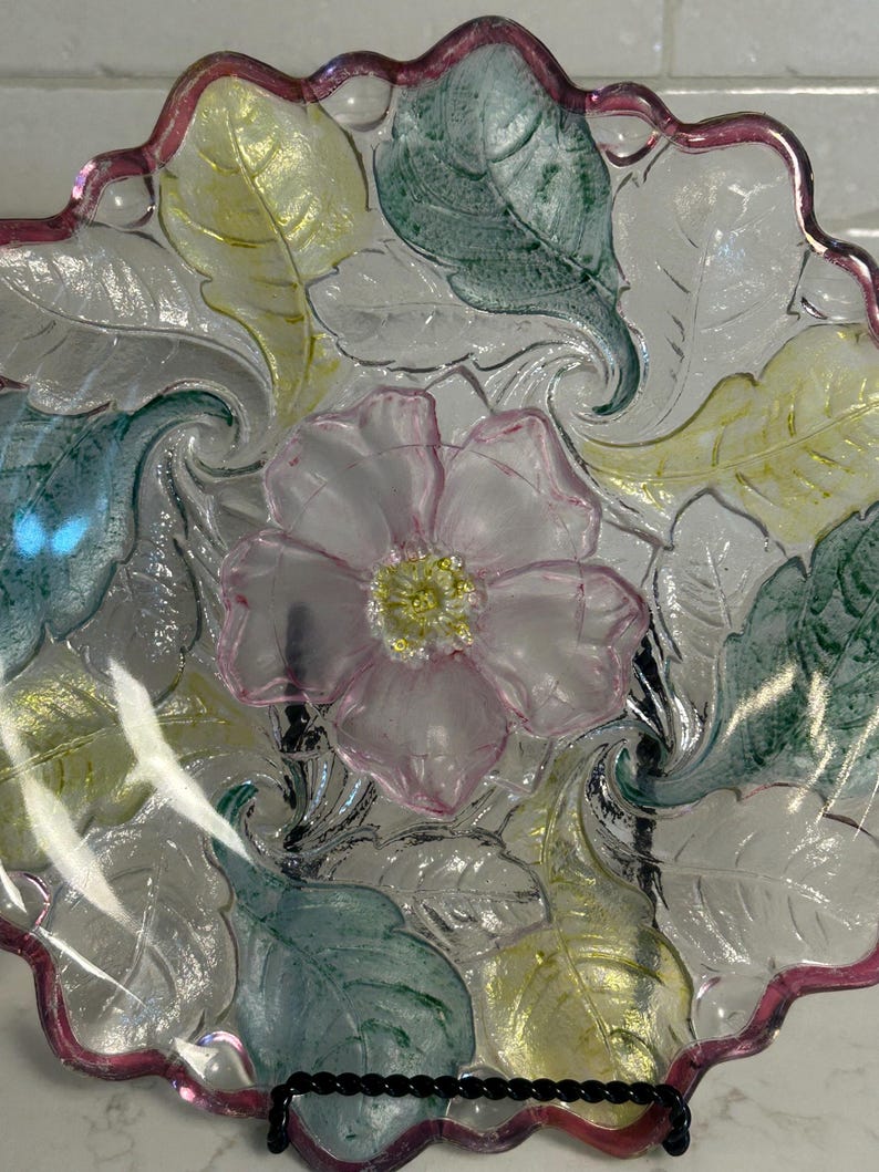 Vintage Indiana Glass Wild Rose Multi Color 12in Serving Tray - Etsy