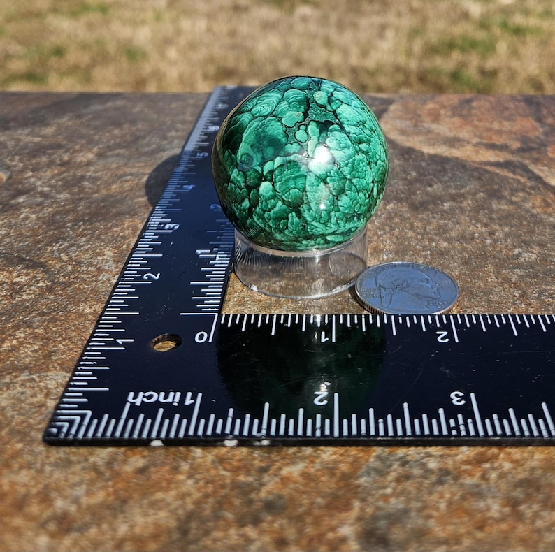 Malachite Stone Sphere With Display Stand ~ 1.7 in ~ 5.3 Oz ~ Crystal ...