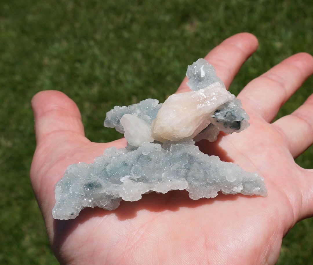 Peach Stilbite & Chalcedony Crystal Cluster, India Zeolite - 2.5" X 2 ...