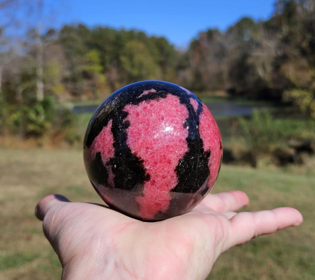 Rhodonite 4 Large Polished Madagascar Rhodonite Stone Sphere With ...