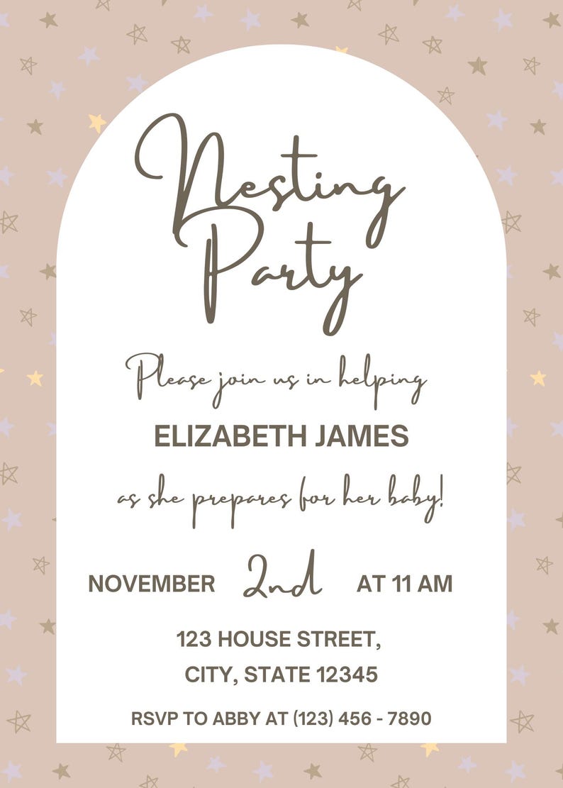 Customizable Nesting Party Invitation - Neutral, Digital Download ...