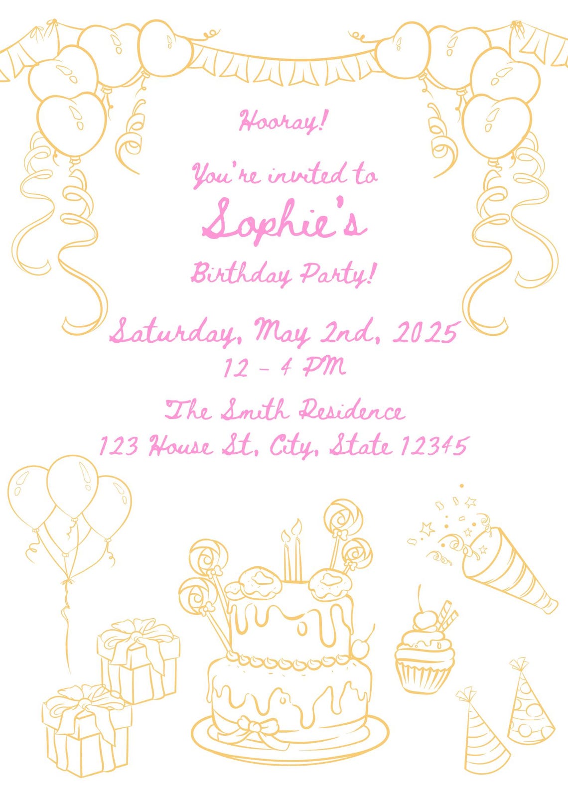 Birthday Party Invitation Template - 5x7, Customizable - Etsy