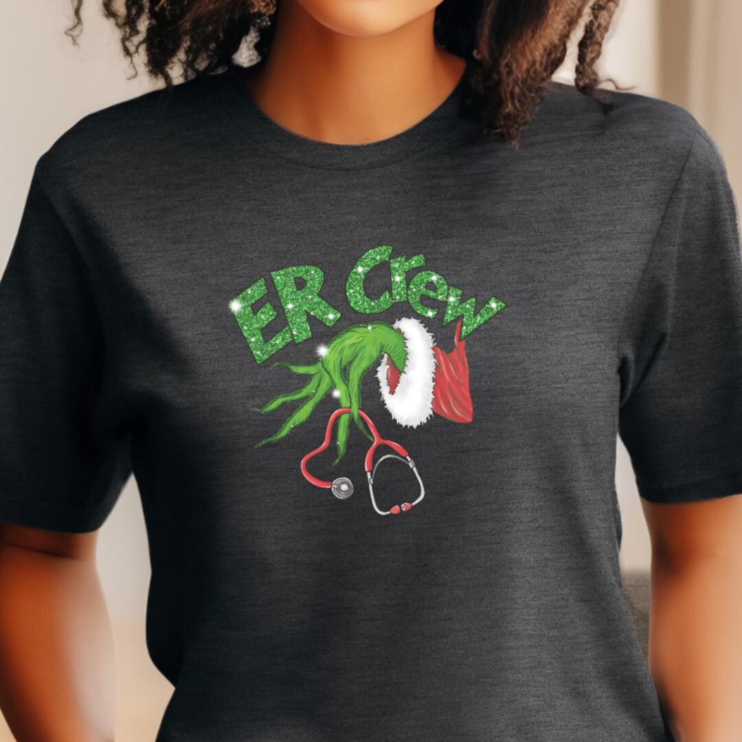 ER Crew Holiday T-shirt With Stethoscope Design Christmas Shirt for ...
