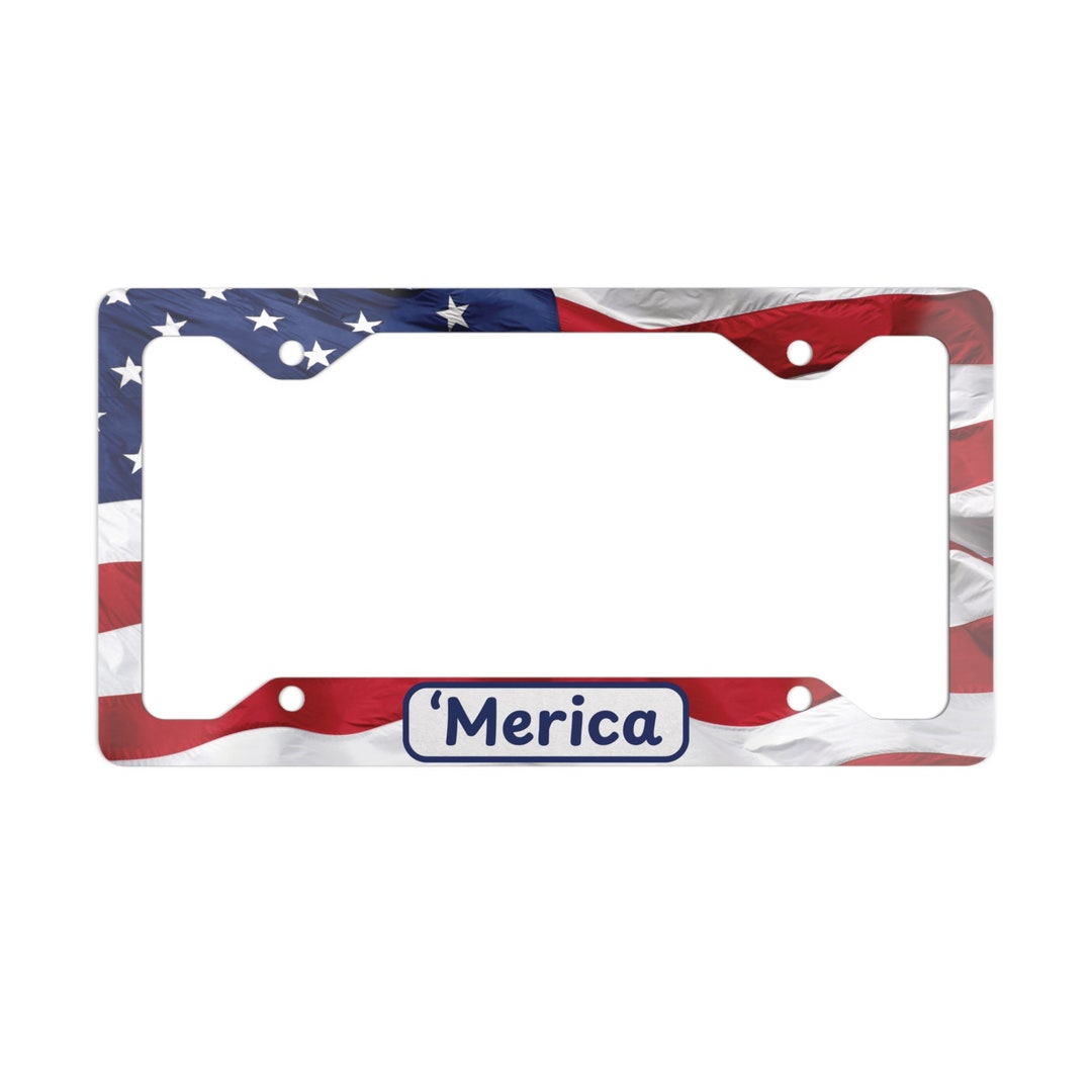 Merica Metal License Plate Frame American Flag USA Car Gift - Etsy