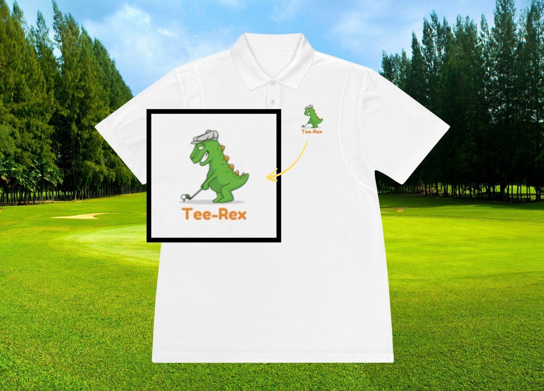 Men's Polo Shirt, Dinosaur Golf Tee-rex, Cute Golf Polo, Golf Lover ...