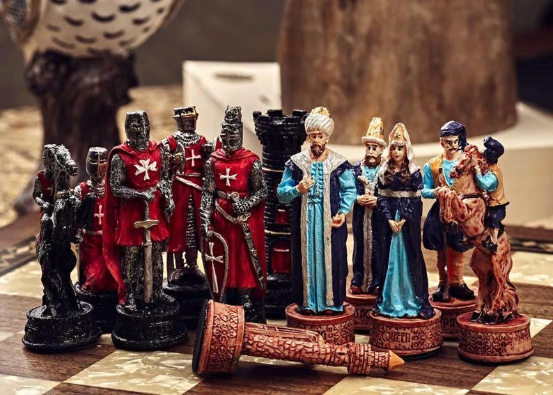Personalized Crusader Ottoman Chess Set, Hand-painted Templar Janissary ...