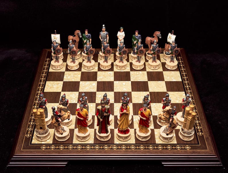 Personalized Sparta Vs Troy Chess Set, Achilles Hector Figures, Hand ...