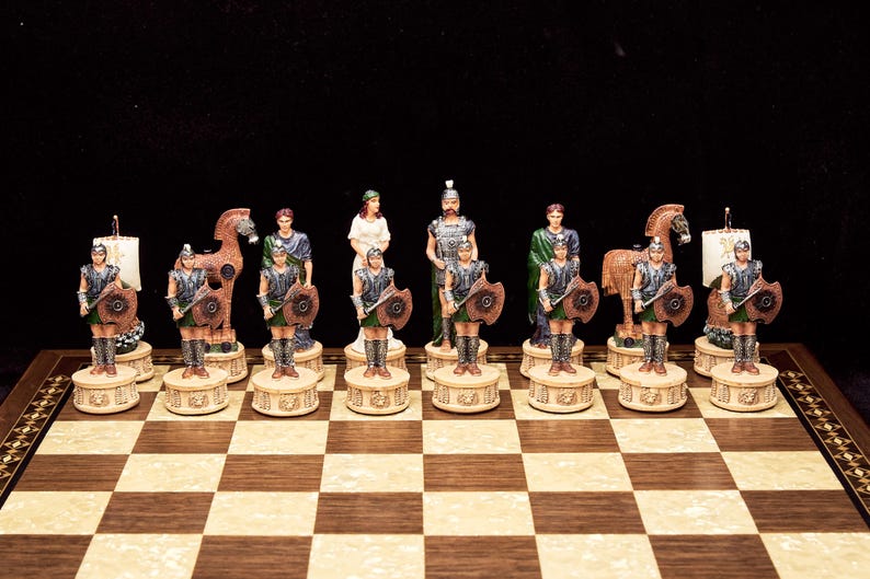Personalized Sparta Vs Troy Chess Set, Achilles Hector Figures, Hand ...