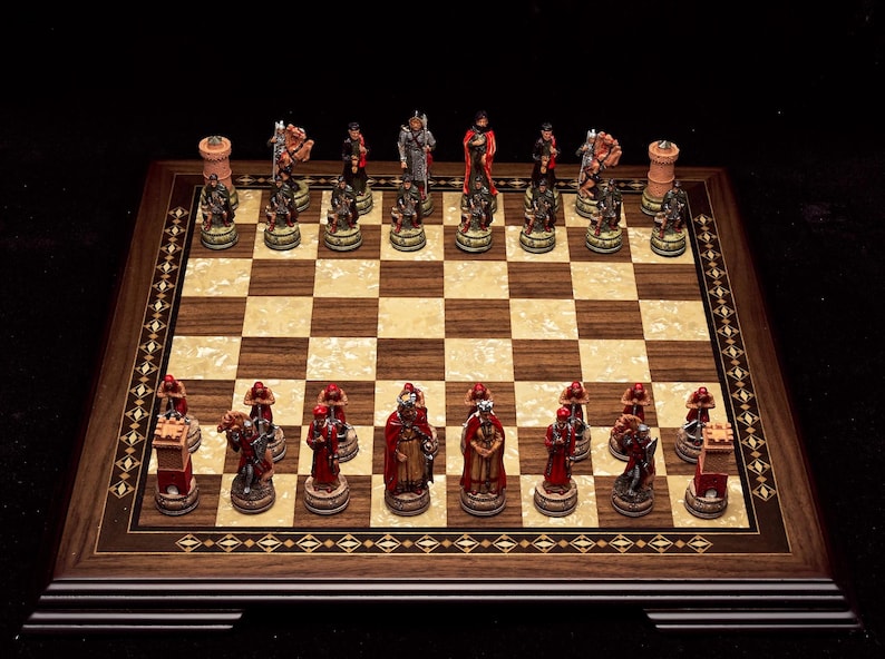 Personalized Camelot Chess Set, Arthurian Legends Hand-painted Figures ...