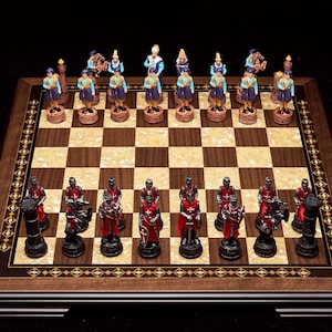 Personalized Crusader Ottoman Chess Set, Hand-painted Templar Janissary ...