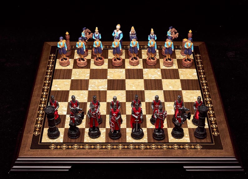 Personalized Crusader Ottoman Chess Set, Hand-painted Templar Janissary ...