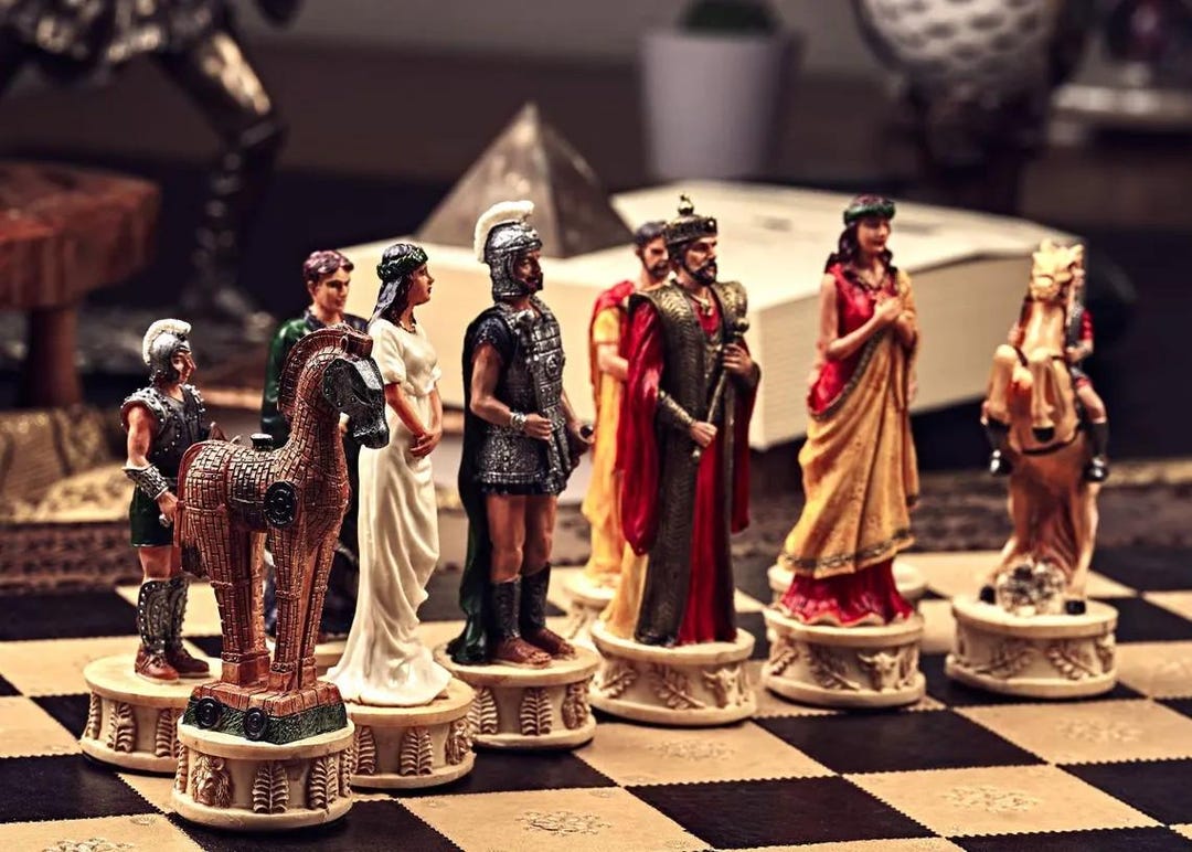 Personalized Sparta Vs Troy Chess Set, Achilles Hector Figures, Hand ...