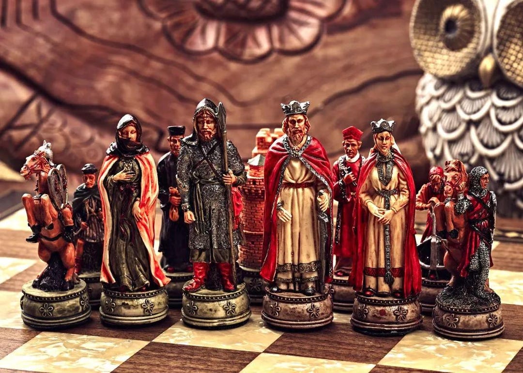 Personalized Camelot Chess Set, Arthurian Legends Hand-painted Figures ...