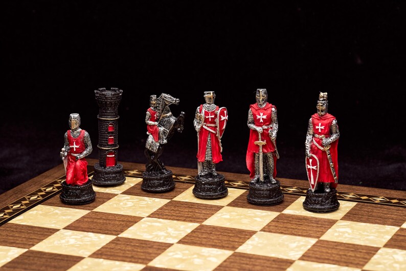 Personalized Crusader Ottoman Chess Set, Hand-painted Templar Janissary ...
