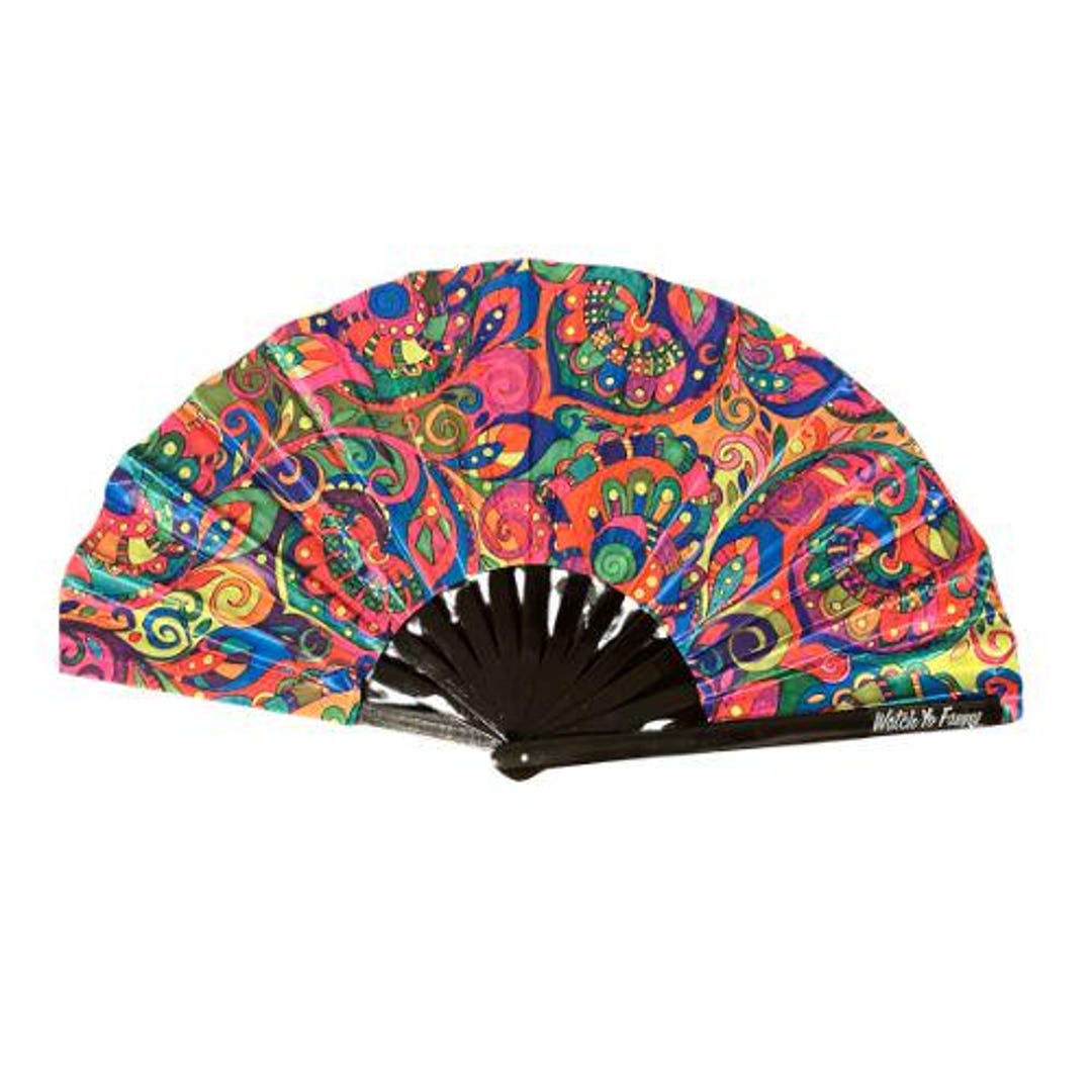 Multicolor Paisley Print Large Hand Fan That Makes a Fashion Statement ...