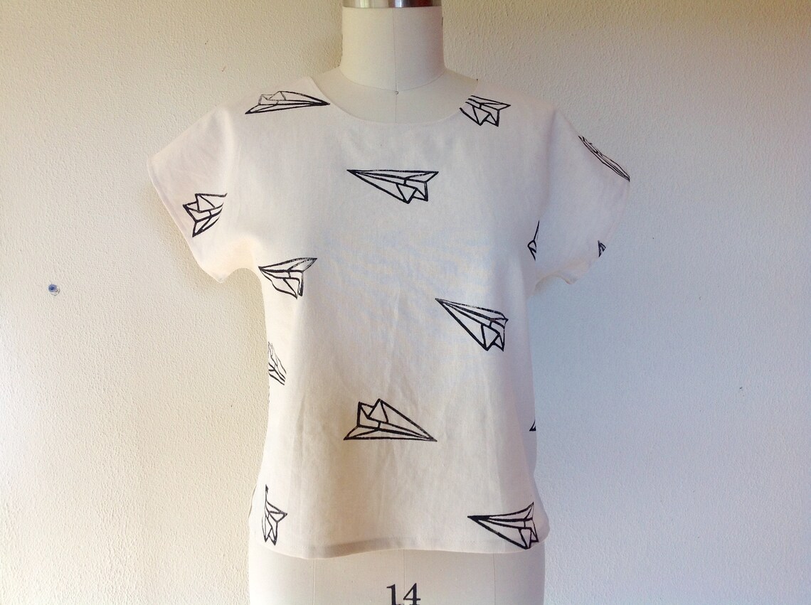 Paper Airplane Print Tee- White - Etsy