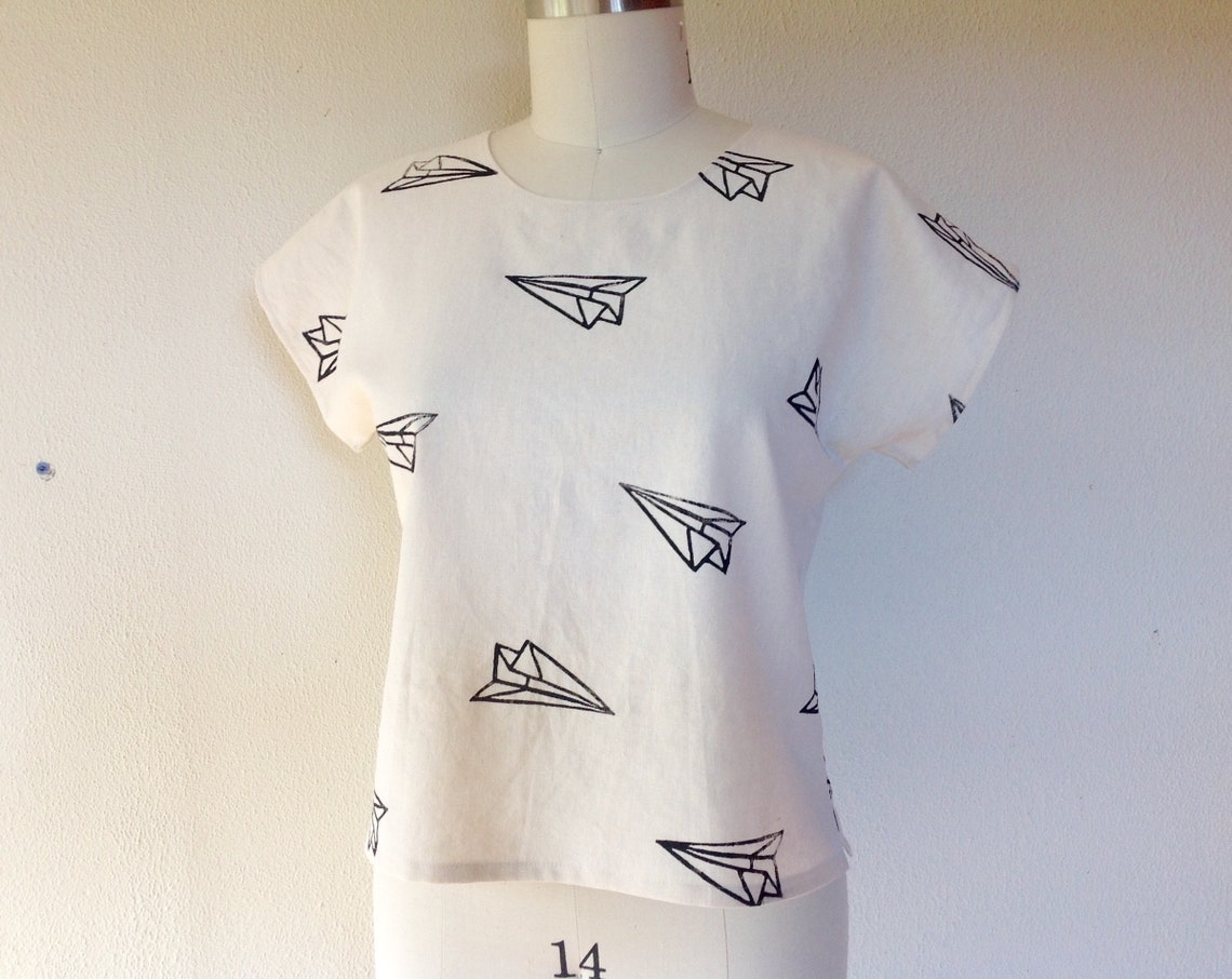 Paper Airplane Print Tee- White - Etsy