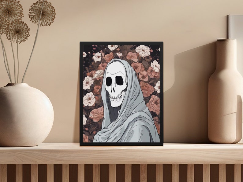Spooky Ghost Skeleton Printable Art Halloween Gothic Halloween Skeleton ...