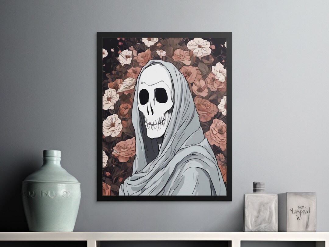Spooky Ghost Skeleton Printable Art Halloween Gothic Halloween Skeleton ...