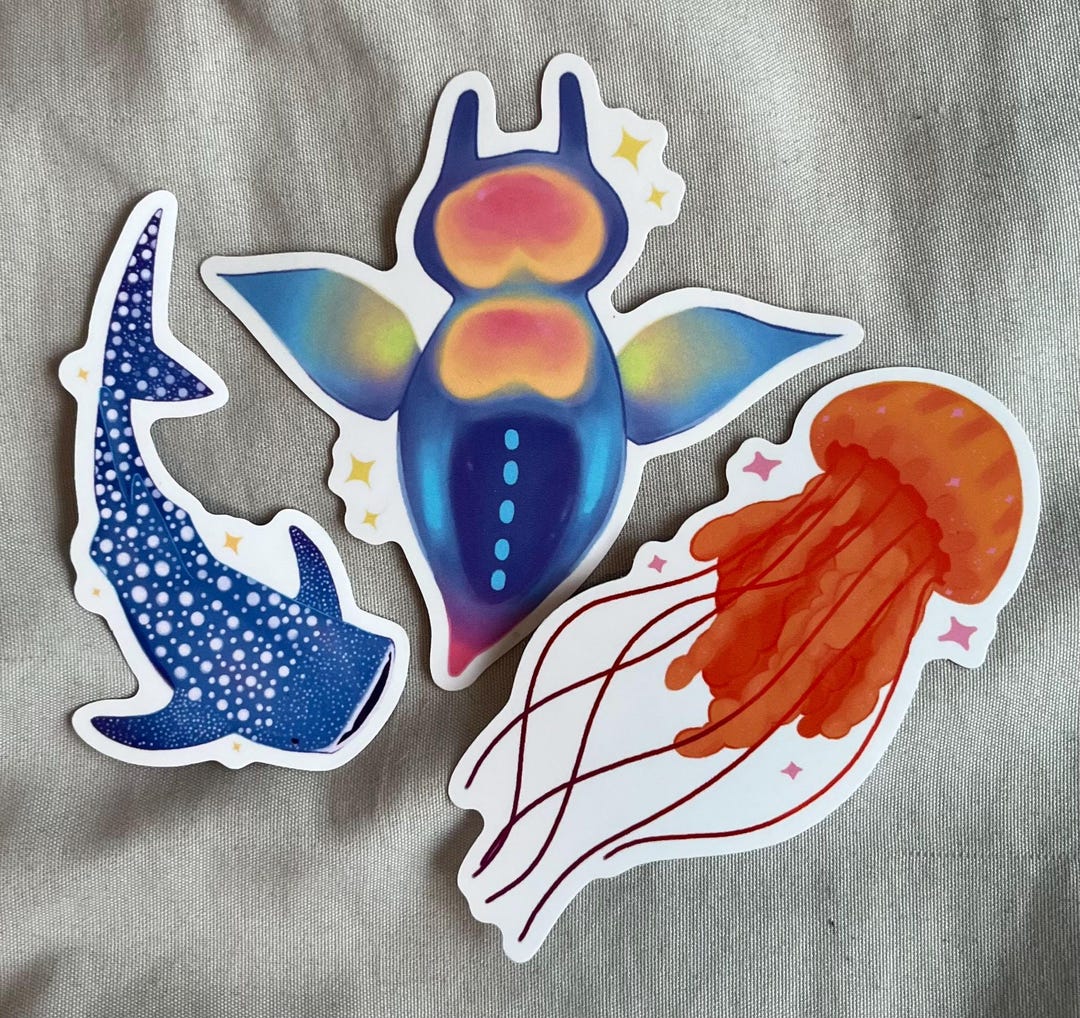 3" Sea Creature Stickers - Etsy