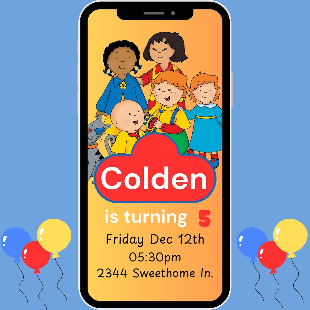 Caillou Birthday Party Invitation, Custom PBS Kids Invite (digital ...