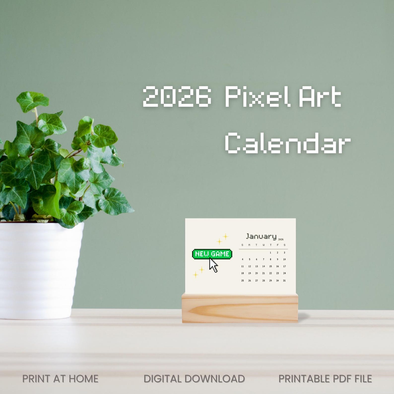 2026 Digital Calendar, Retro Video Game Planner, Pixel Art 2026 ...