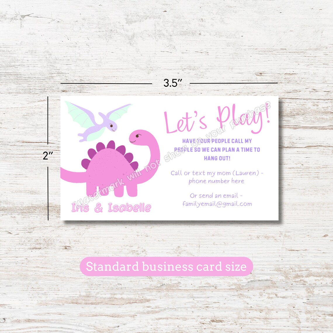 Editable Printable Contact Cards | Playdate Girls Calling Cards | Kids ...