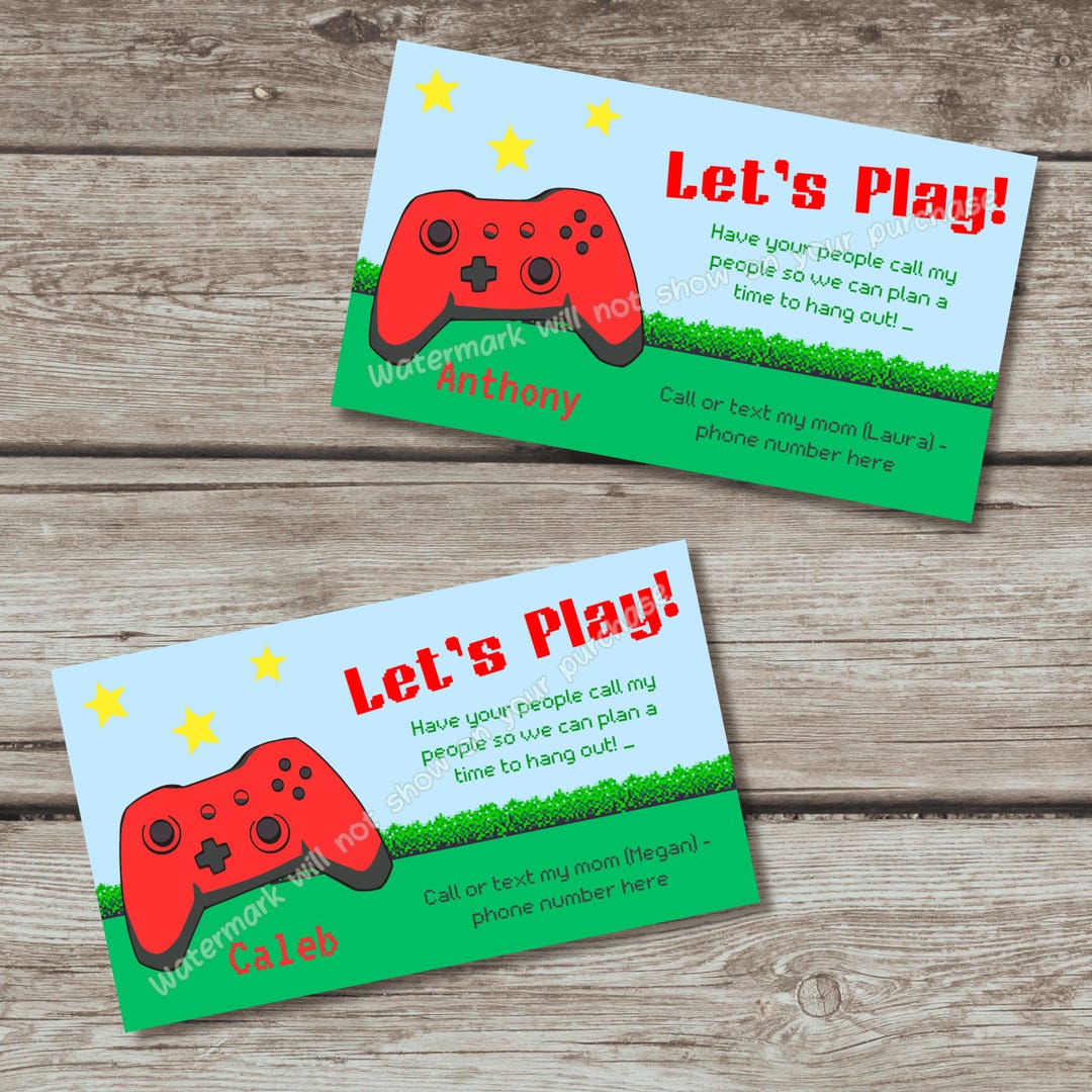 Editable Printable Contact Cards | Playdate Boys Calling Cards | Kids ...