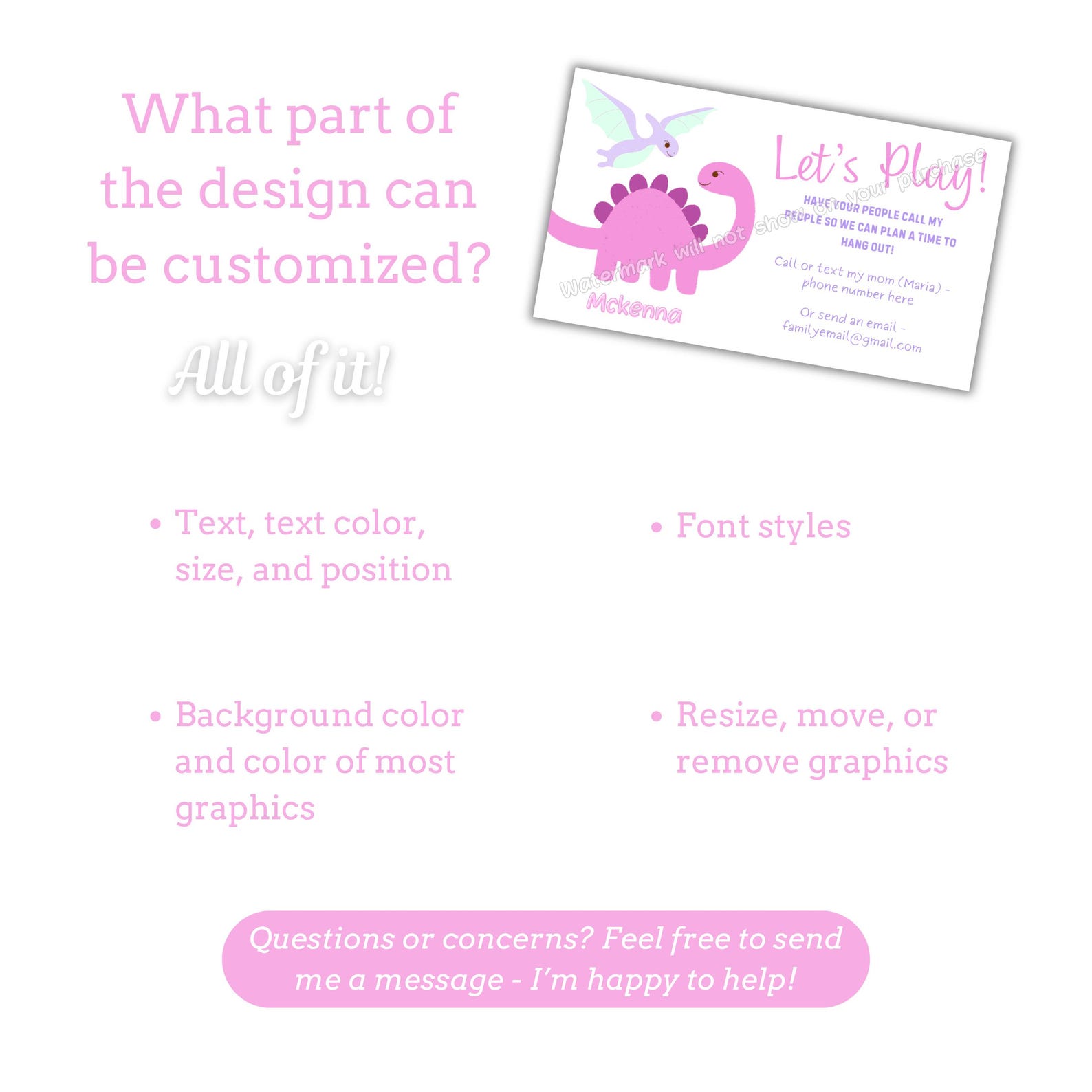 Editable Printable Contact Cards | Playdate Girls Calling Cards | Kids ...